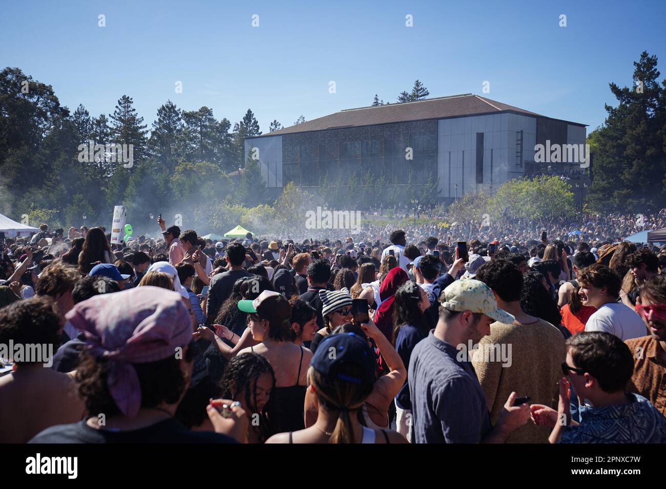 Berkeley, United States. 20th Apr, 2023. People gather at the campus to ...