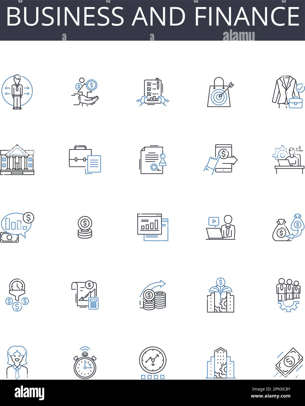 Business and finance line icons collection. Enterprise, Commerce, Trade ...