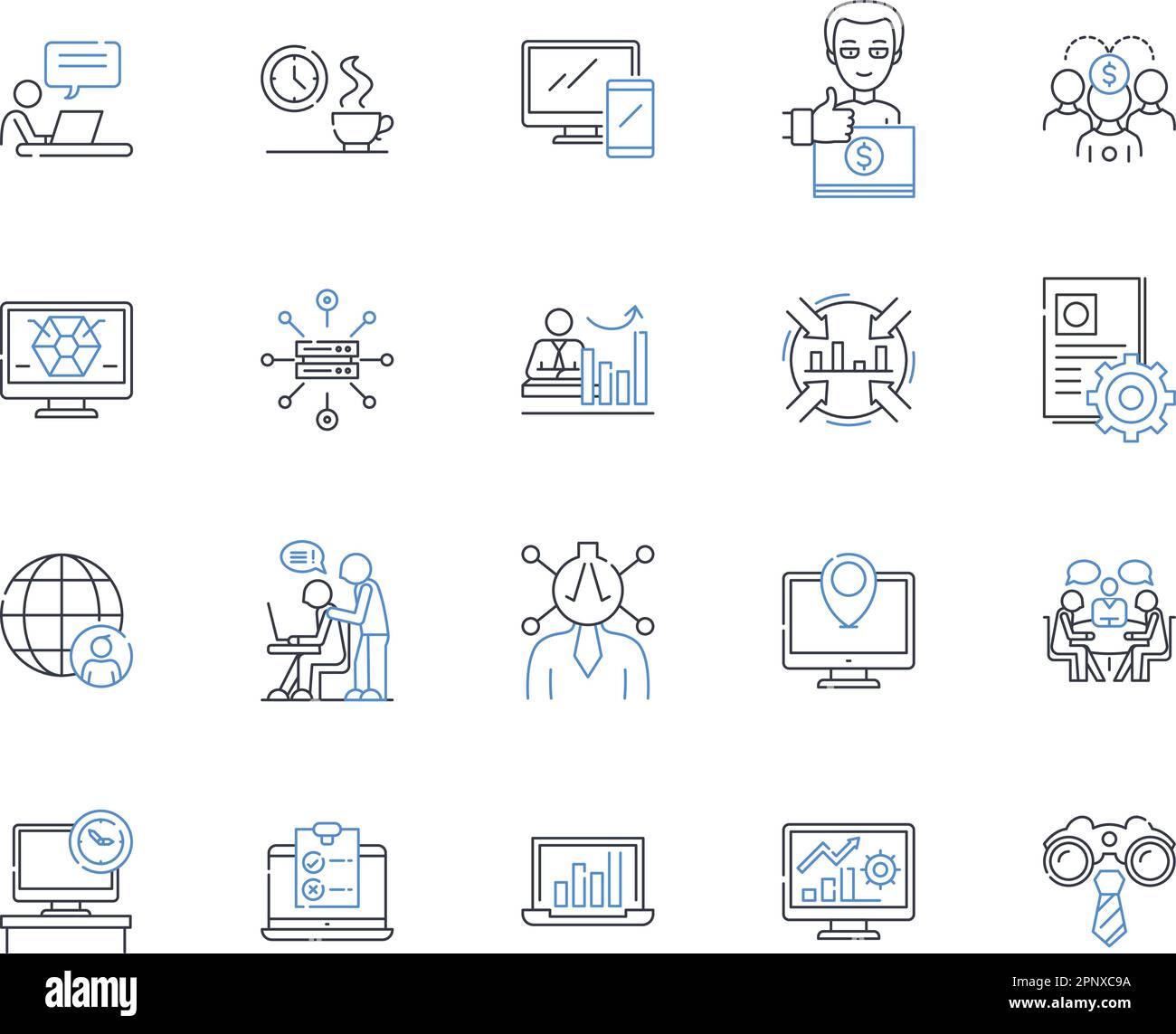 Office management line icons collection. Efficiency, Productivity, Organization, Communication ...