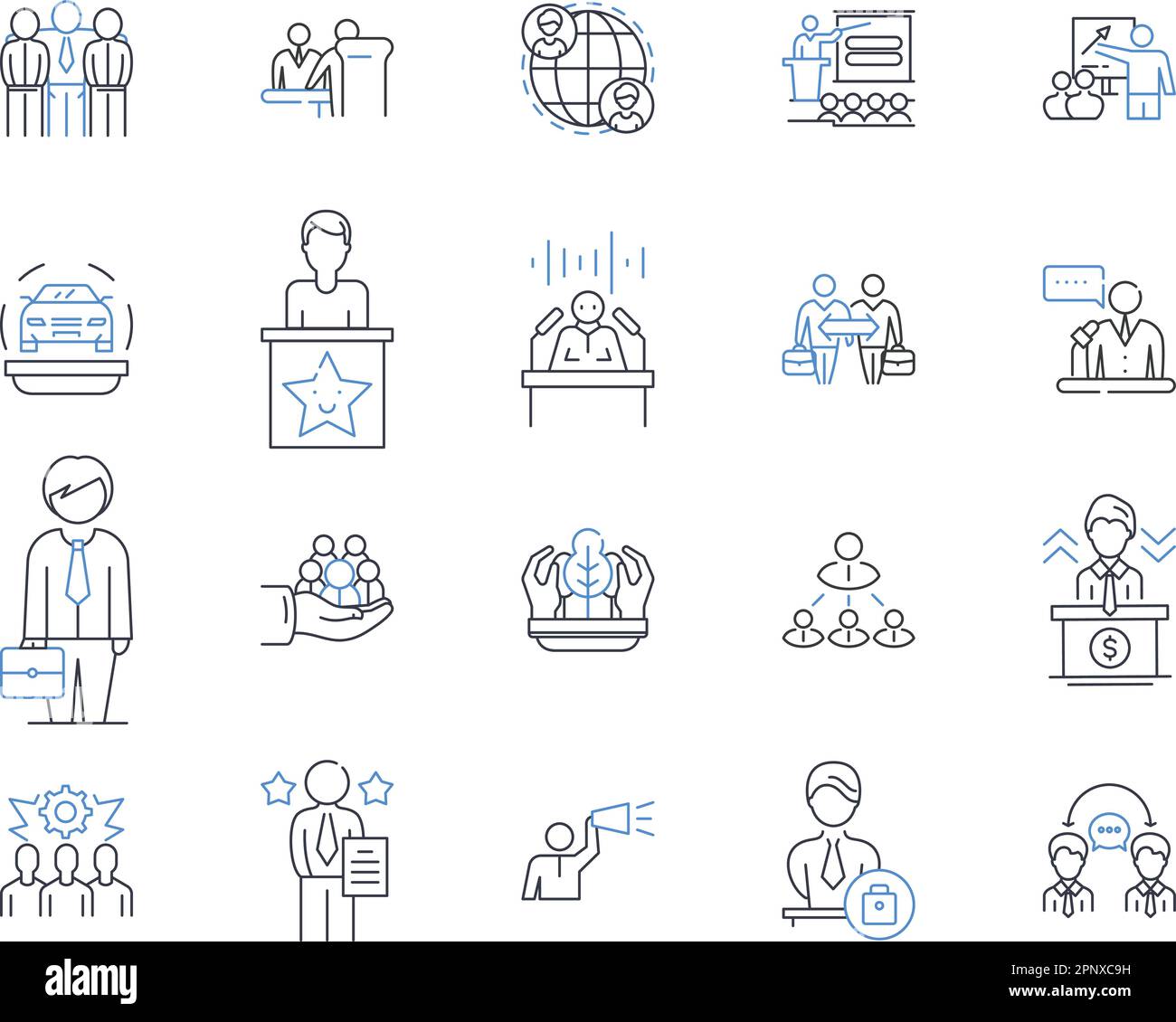 Leadership control line icons collection. Authority, Influence ...