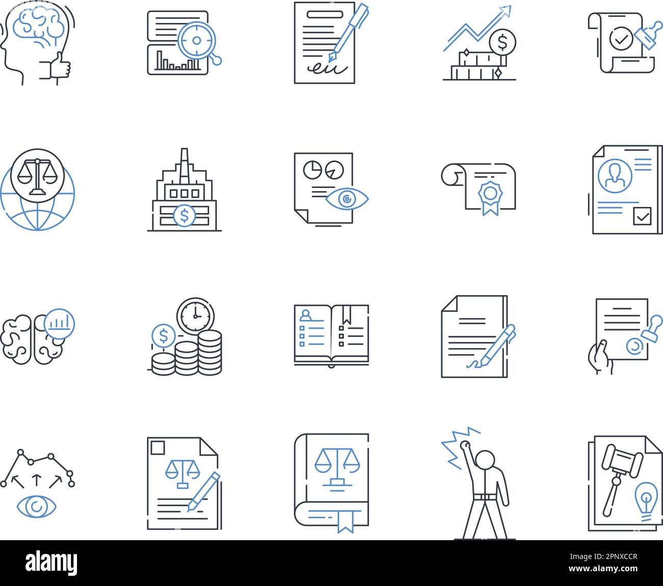 Taxation law line icons collection. Deductions, Credits, Exemptions ...
