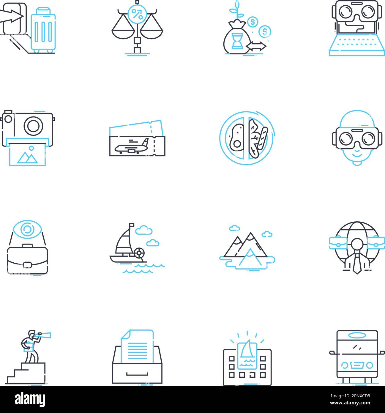 Cyberspace realm linear icons set. Virtuality, Matrix, Multimedia ...