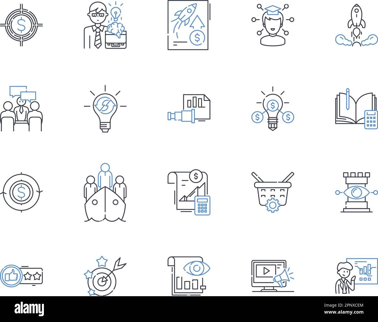 Content concept line icons collection. Blogging, Writing, Presentation ...