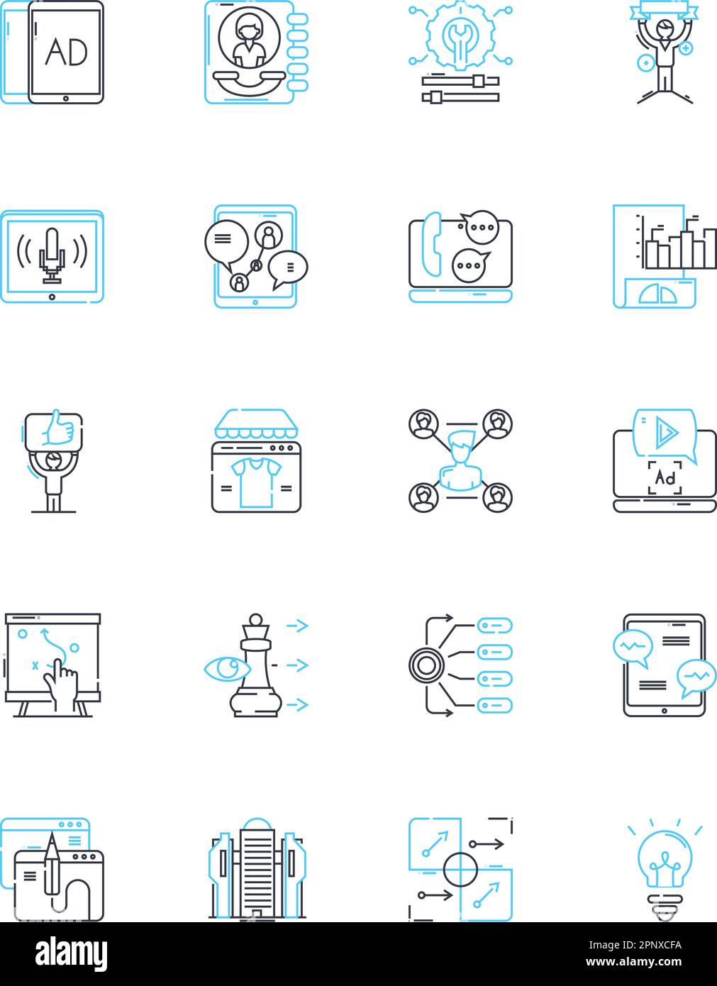 Referral traffic linear icons set. Referrals, Traffic, Clicks, Leads ...