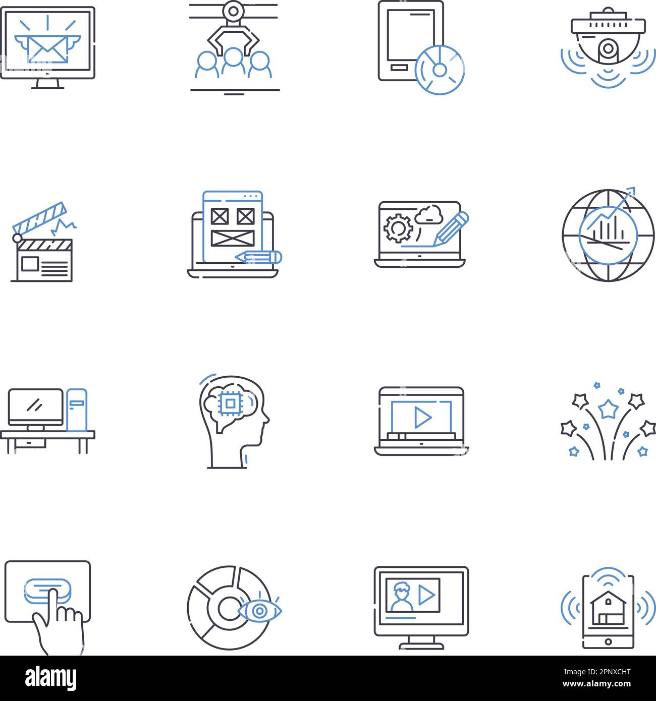 News organization line icons collection. Headlines, Journalism, Reporting, Breaking ...