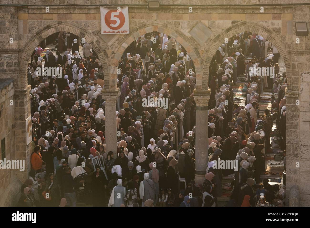 Palestinians attend Eid al-Fitr holiday celebrations at the Al Aqsa ...
