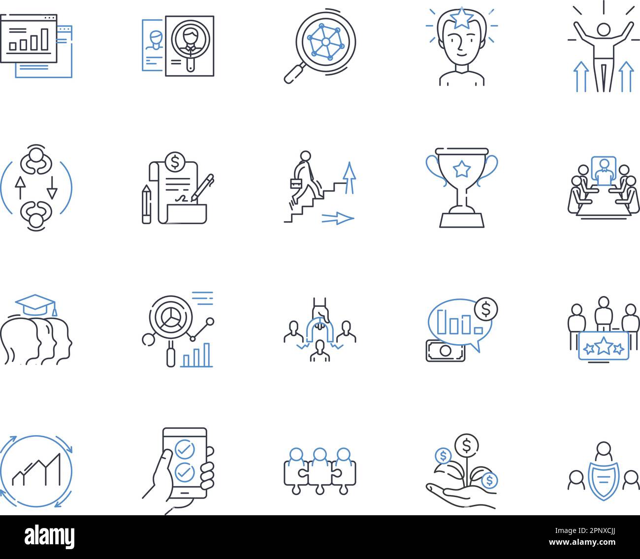 Leadership group line icons collection. Direction, Visionary ...