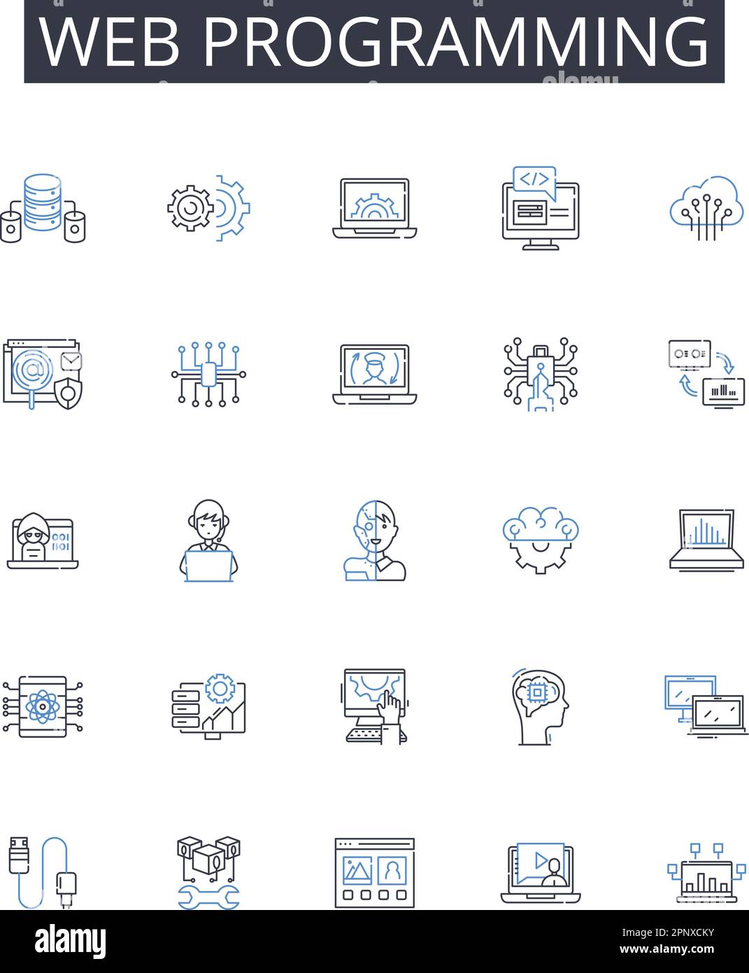Web programming line icons collection. Mobile development, Game design ... Web programming line icons collection. Mobile development, Game design ...