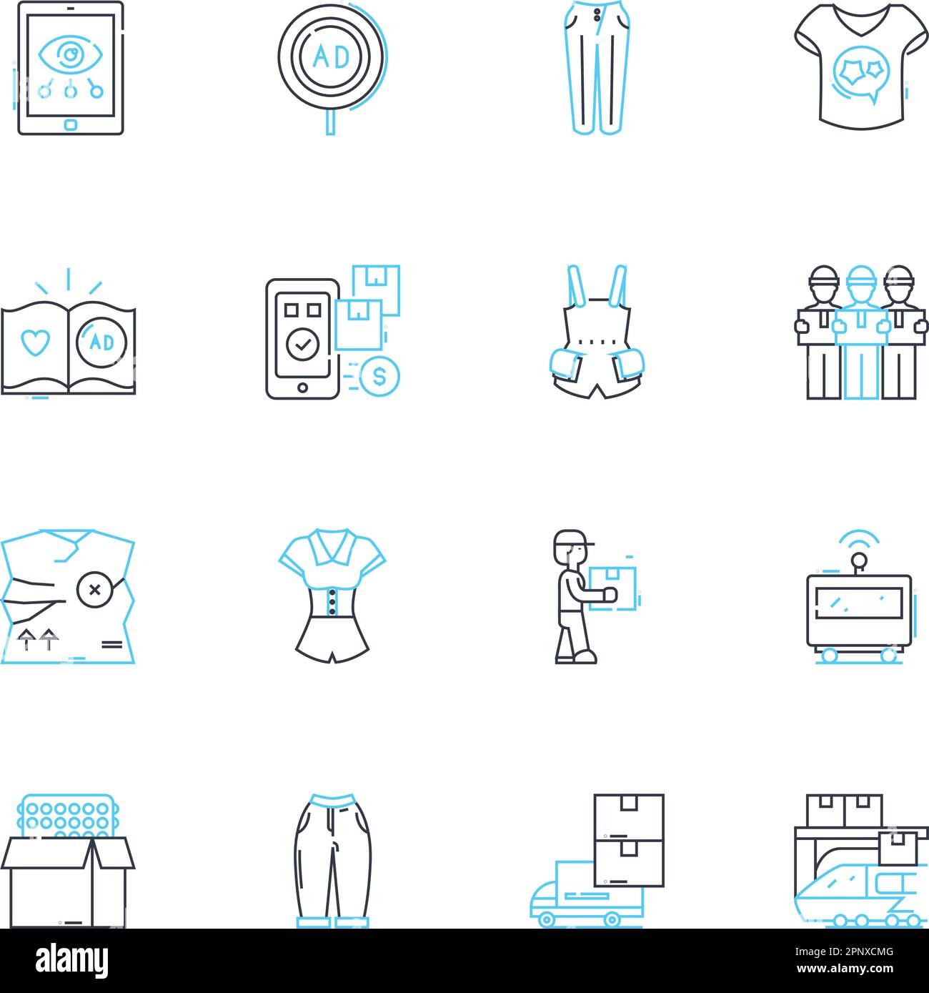 Distribution Systems linear icons set. Logistics, Warehousing ...