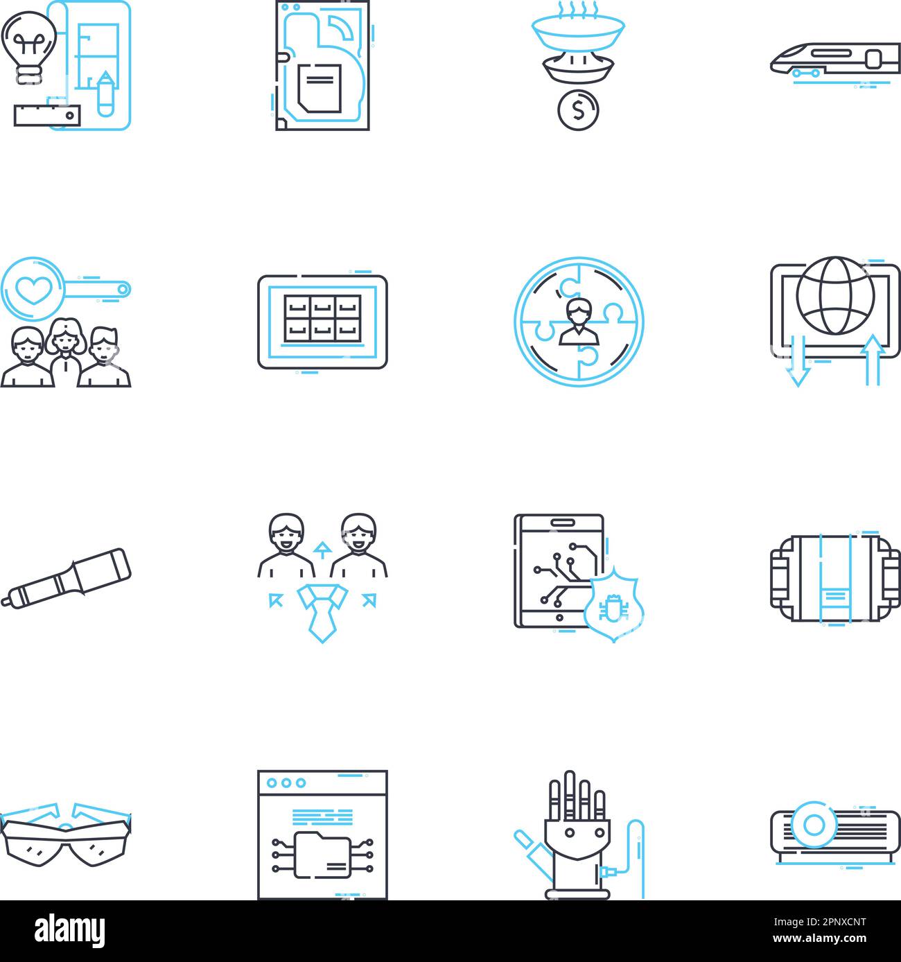 Brand identity linear icons set. Recognition, Authenticity, Consistency ...