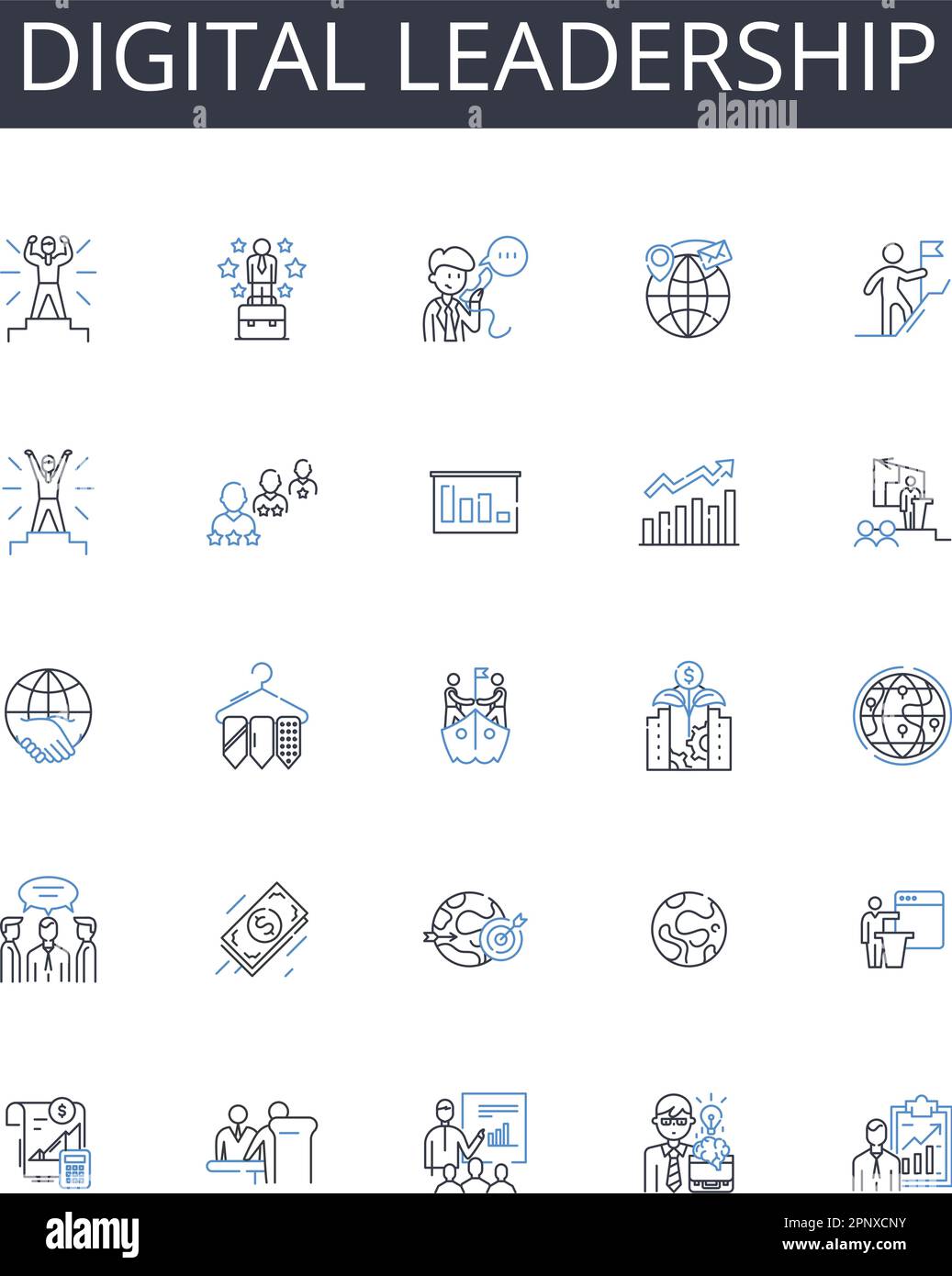 Digital leadership line icons collection. Creative, Inventive, Novel ...
