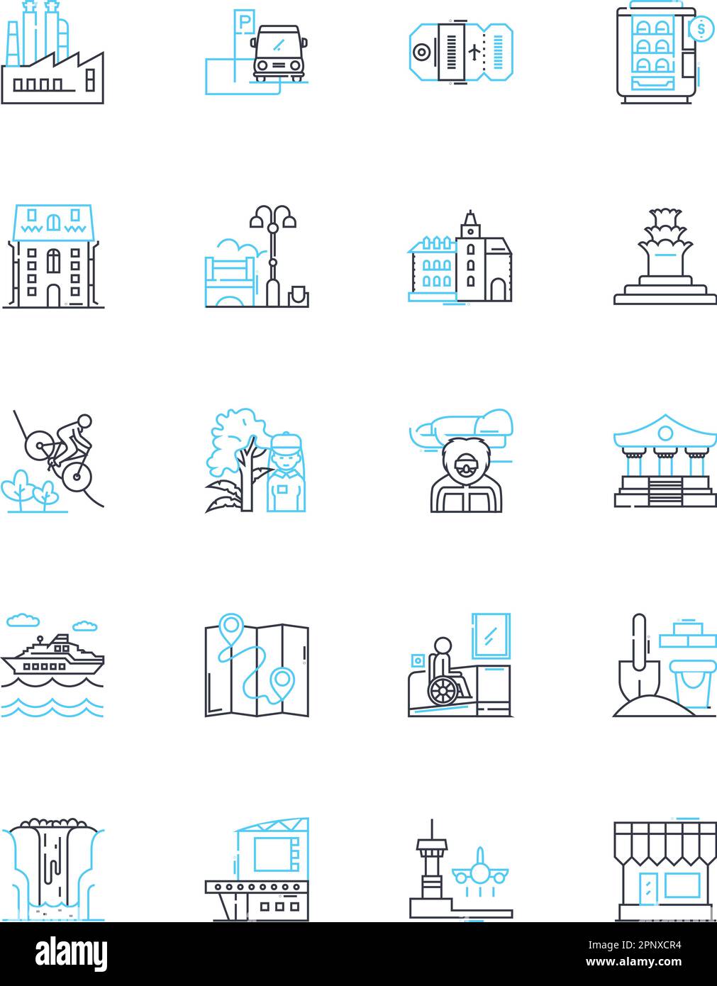 Quaint bungalows linear icons set. Charming, Rustic, Cozy, Picturesque ...