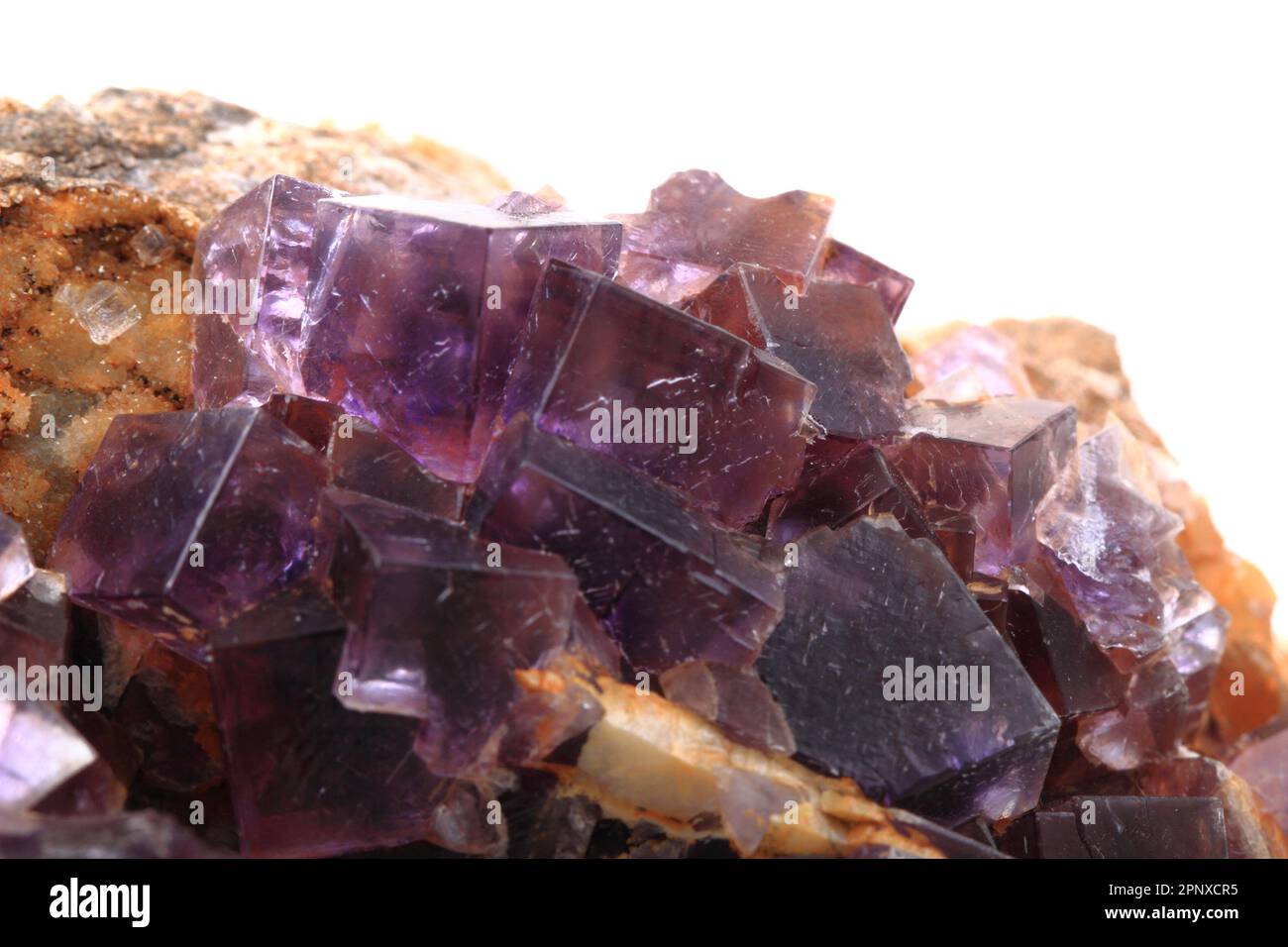 violet fluorite cubes isolated on the white background Stock Photo - Alamy