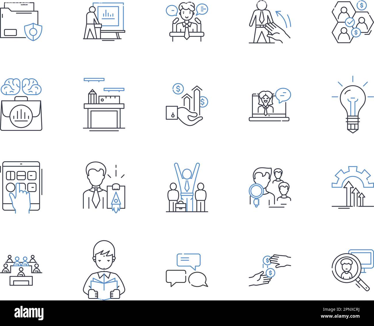 Employee maturation line icons collection. Growth, Development ...