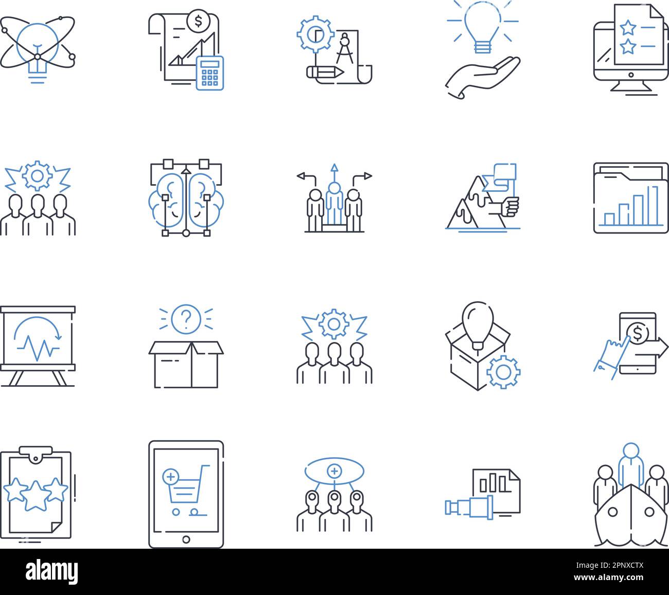 Objective Planning Line Icons Collection Strategy Goals Purpose