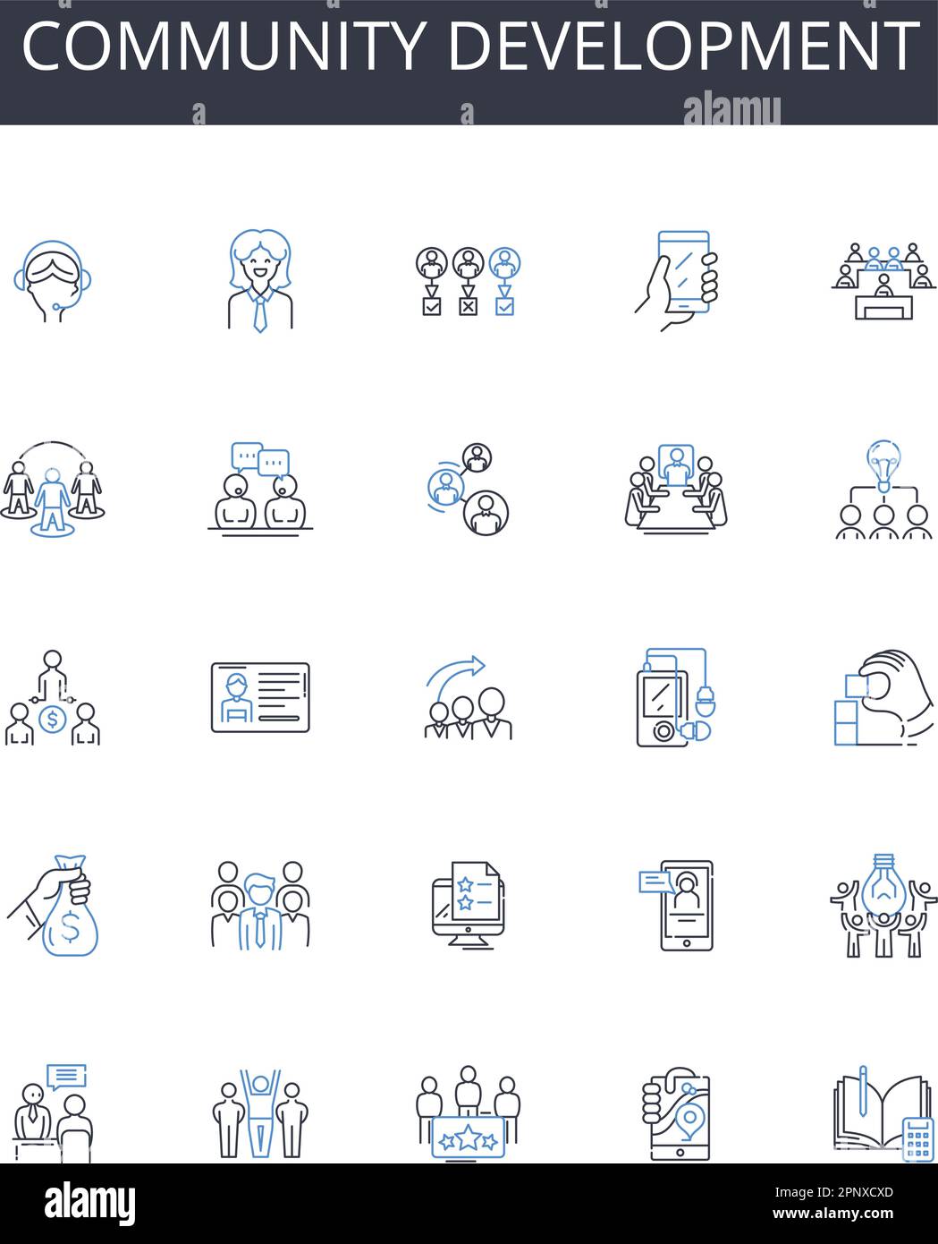 community development line icons collection. Environmental conservation ...