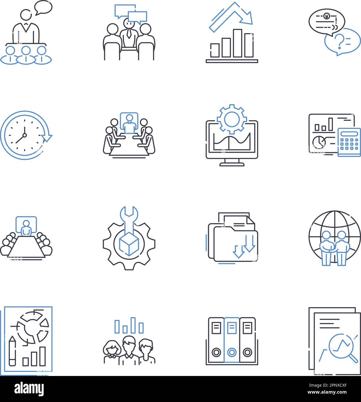 Collaborative participation line icons collection. Cooperation ...