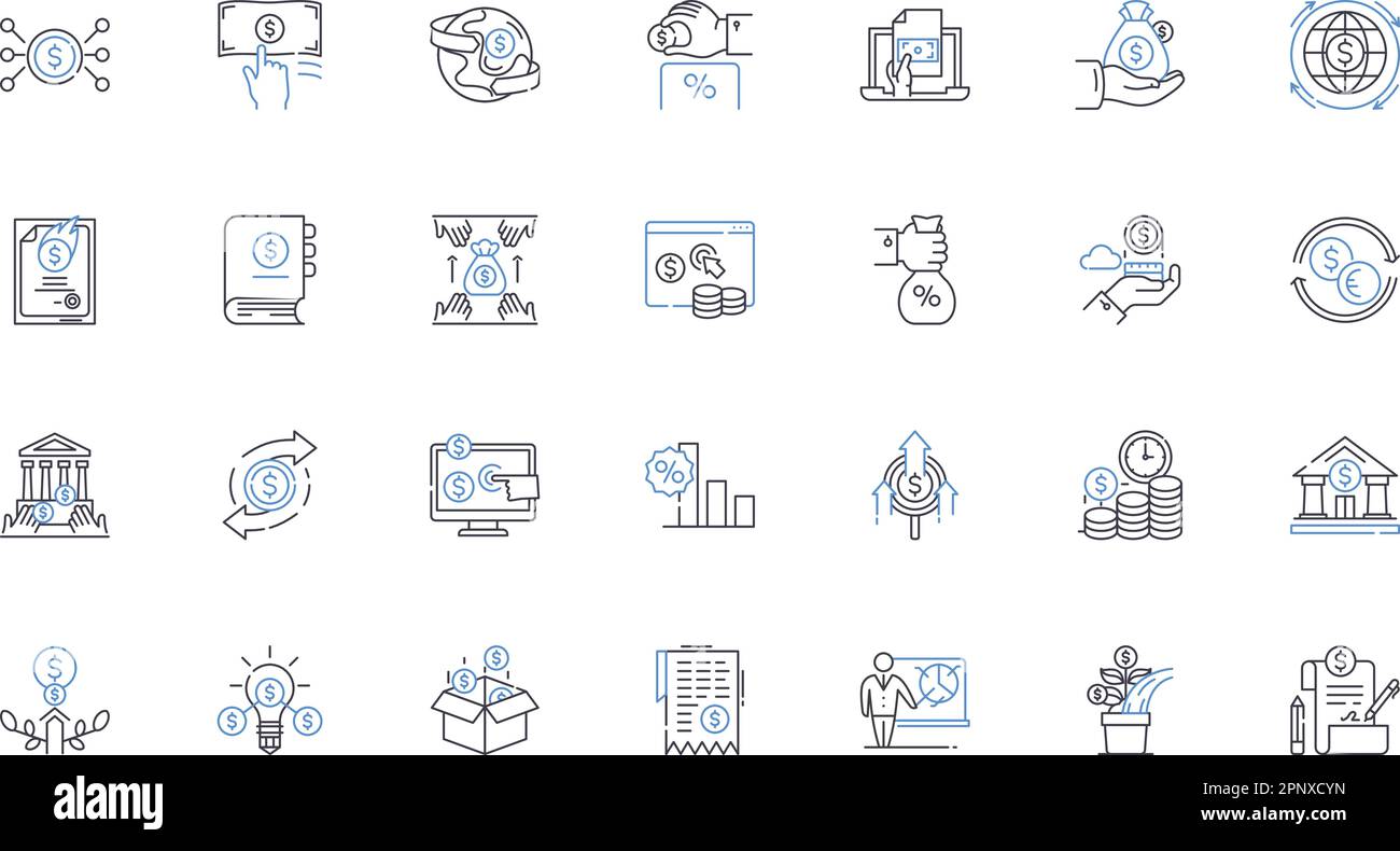 Funds Line Icons Collection Investment Portfolio Management Savings