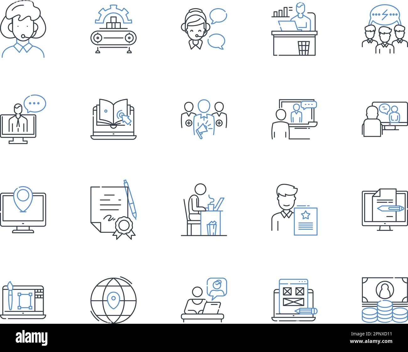 Corporate team line icons collection. Synergy, Collaboration ...