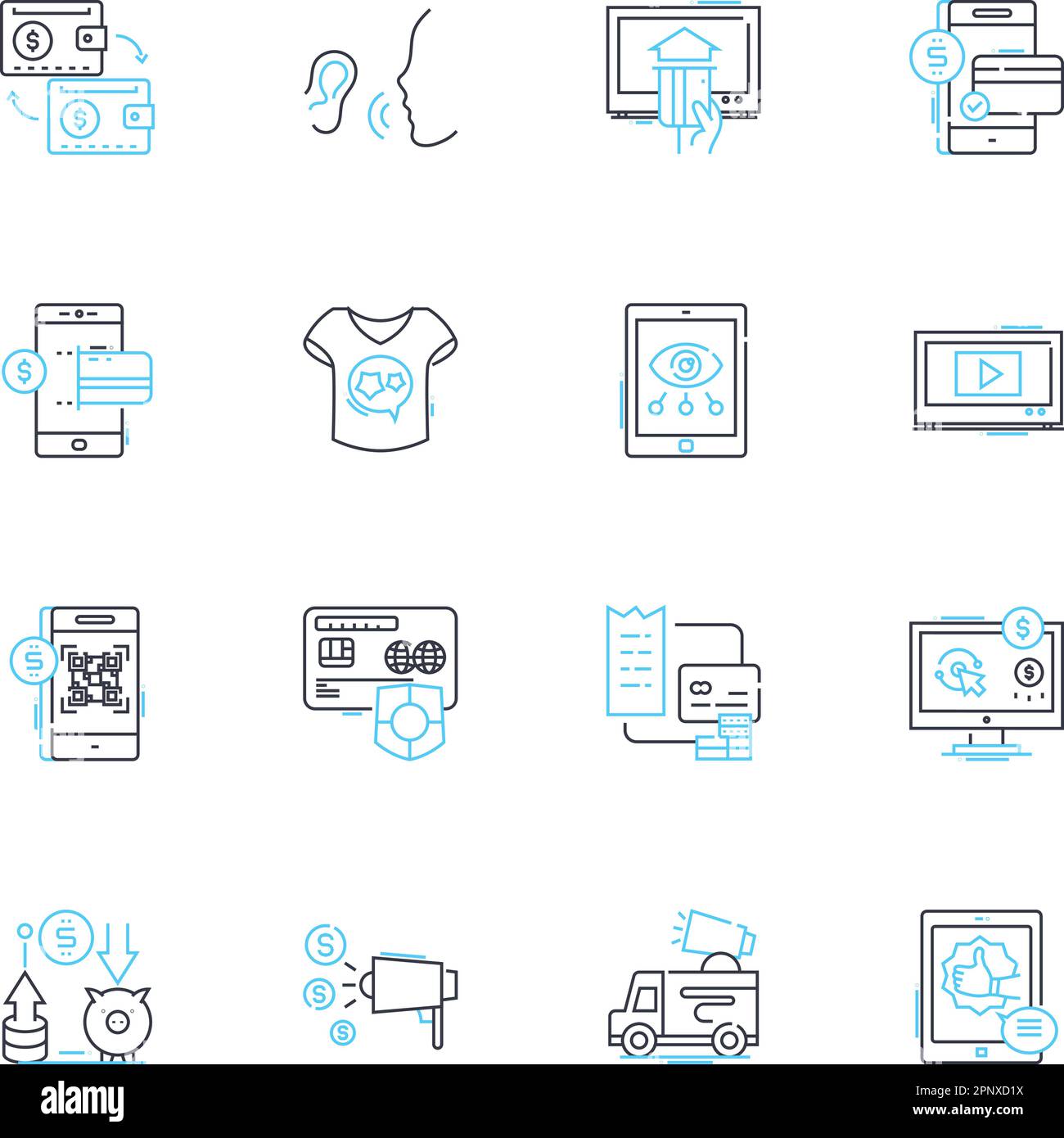Electronic Signature Linear Icons Set Authentication Verification