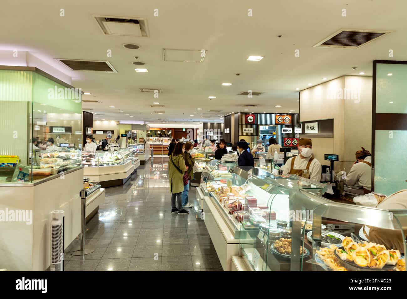 Food hall Japan April 2023, prepared foods meat and shellfish and ...