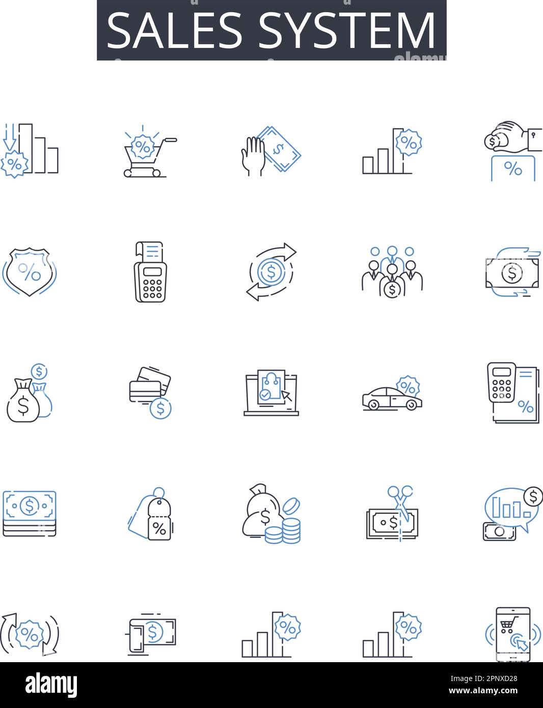Sales system line icons collection. Business model, Revenue stream ...