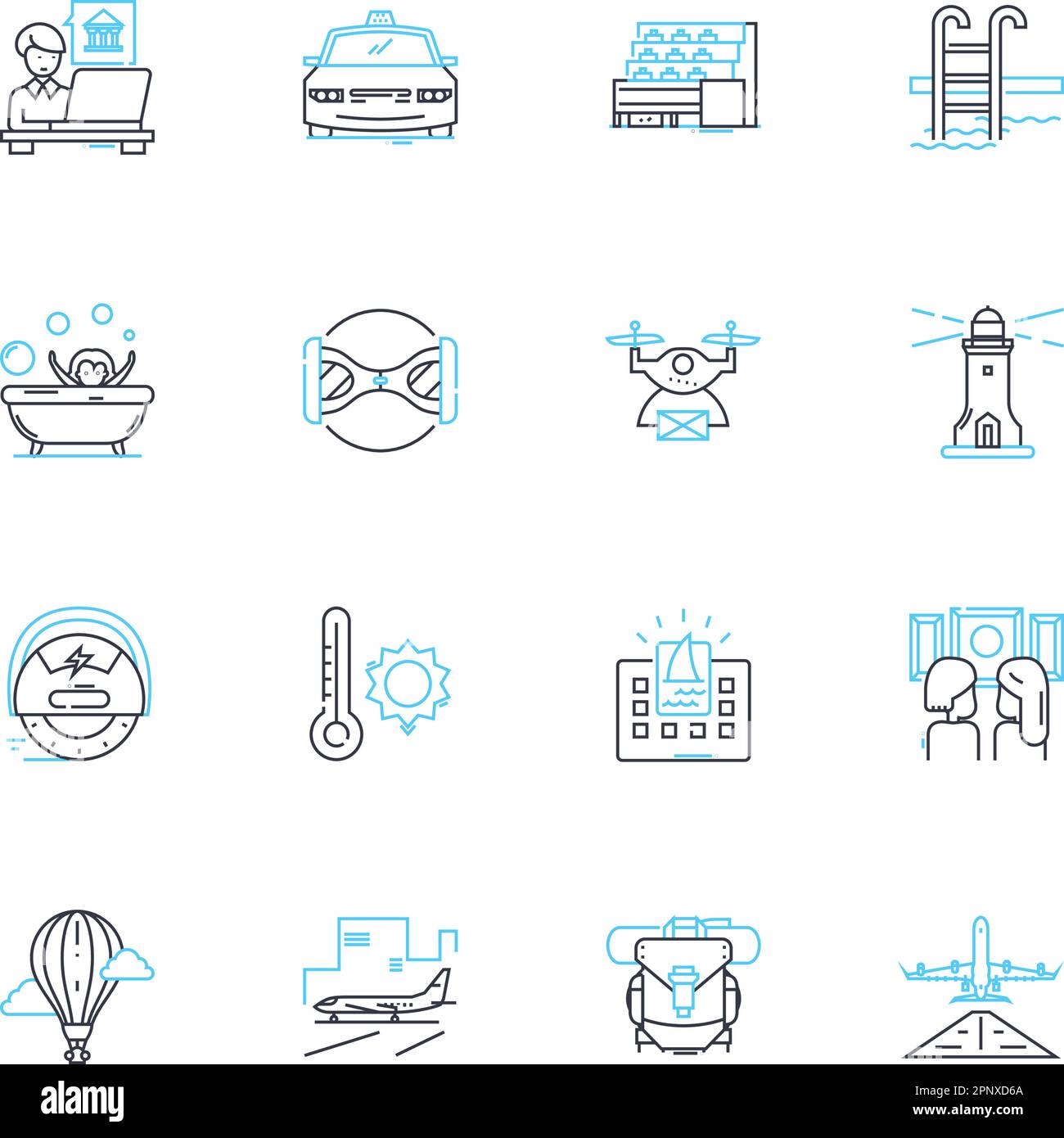 Fun house linear icons set. Maze, Carnival, Laughter, Distorted, Mirror ...