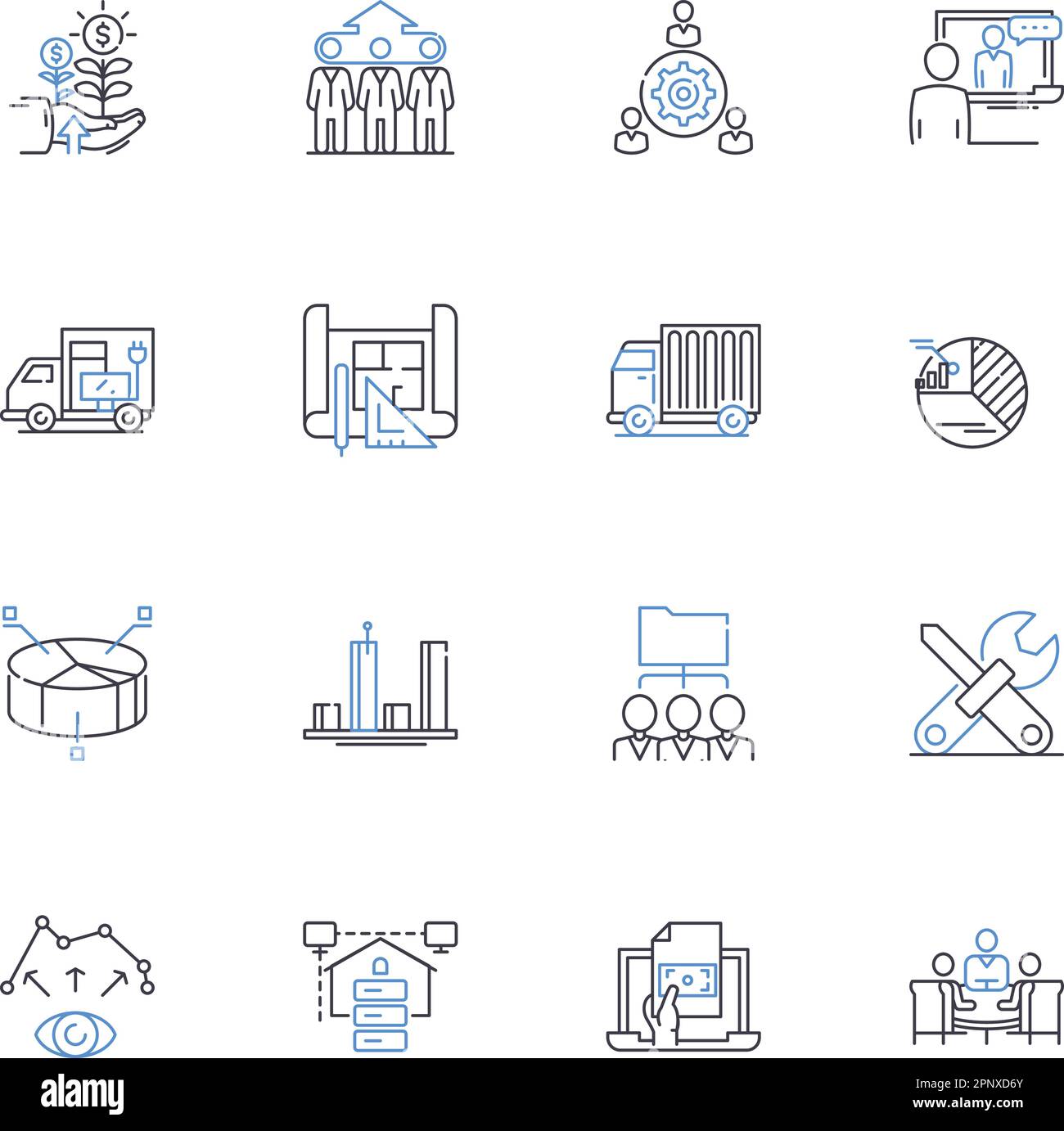 Financial management line icons collection. Budgeting, Investing ...
