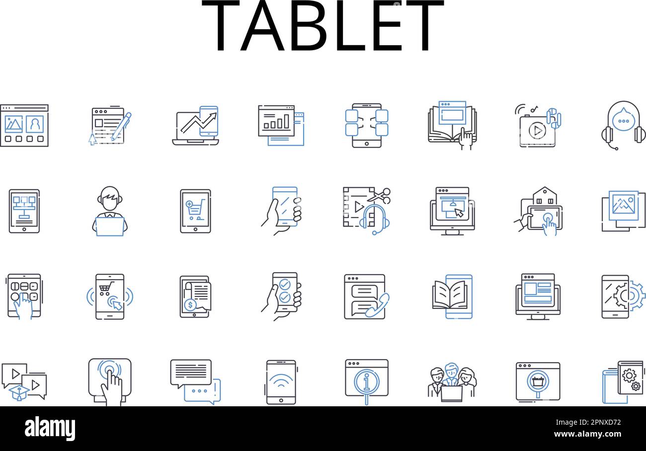 Tablet line icons collection. Gadget, Wireless, Device, Smartph, Netbook, Laptop, Computer ...