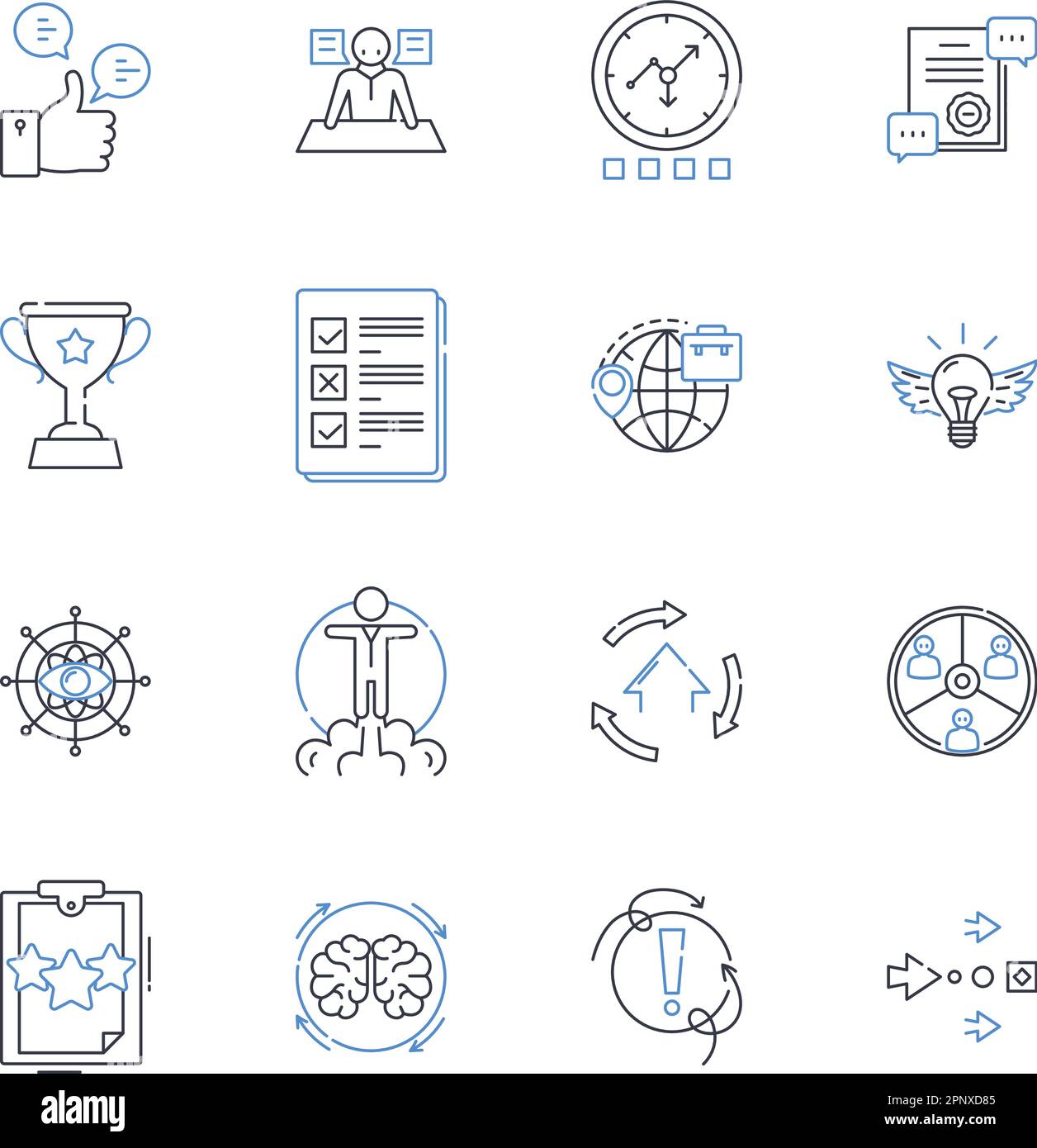 Corporate objectives line icons collection. Profits, Growth, Expansion ...
