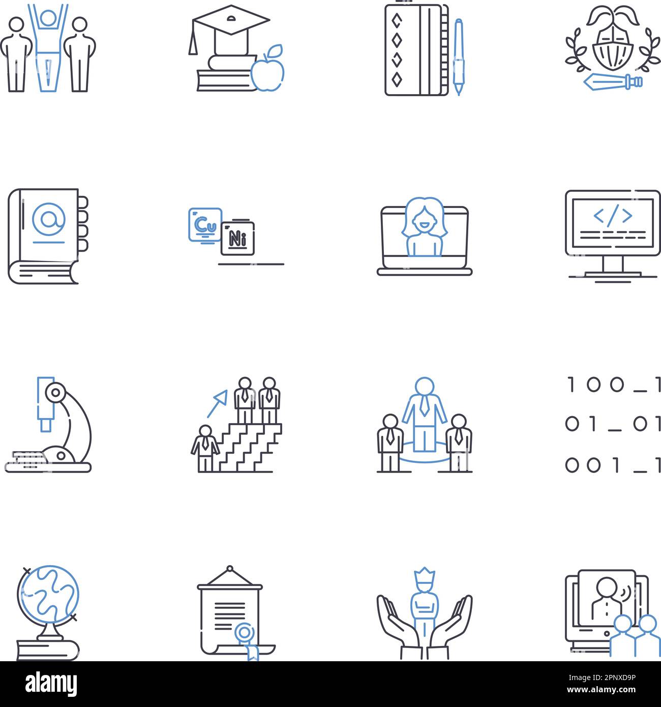 Imparting knowledge line icons collection. Teaching, Educating ...