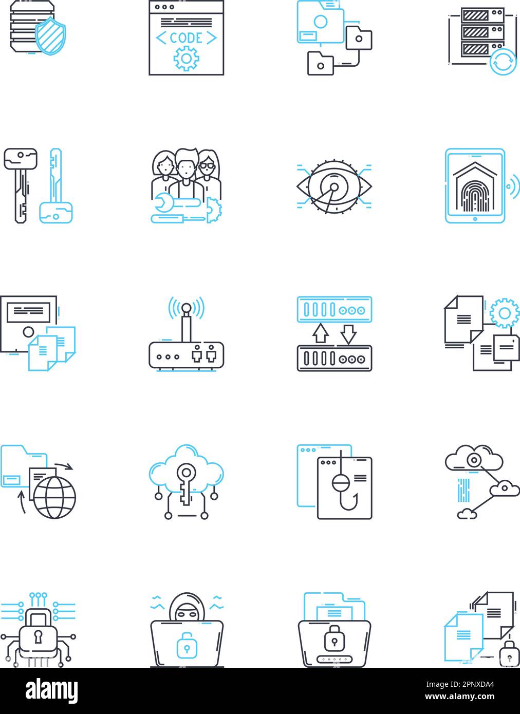 Cloud security linear icons set. Encryption, Firewall, Authentication ... Cloud security linear icons set. Encryption, Firewall, Authentication ...