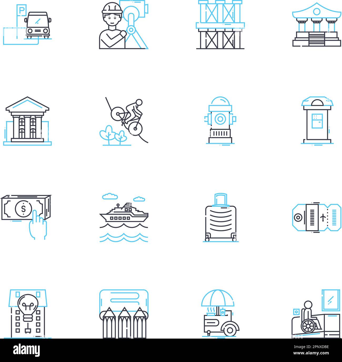 Rustic cabins linear icons set. Cozy, Natural, Serene, Secluded ...