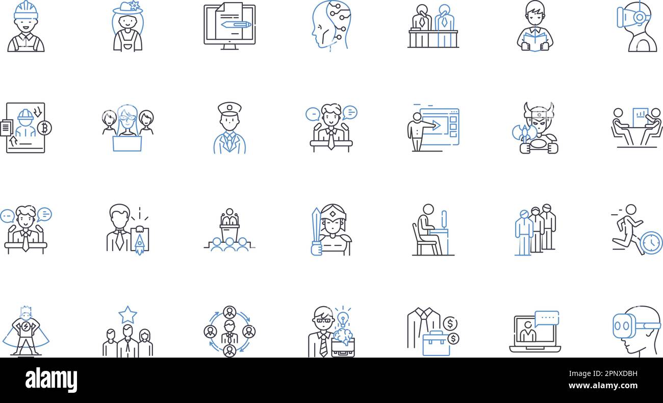 Labor questing line icons collection. Workforce, Employment, Job, Hire ...