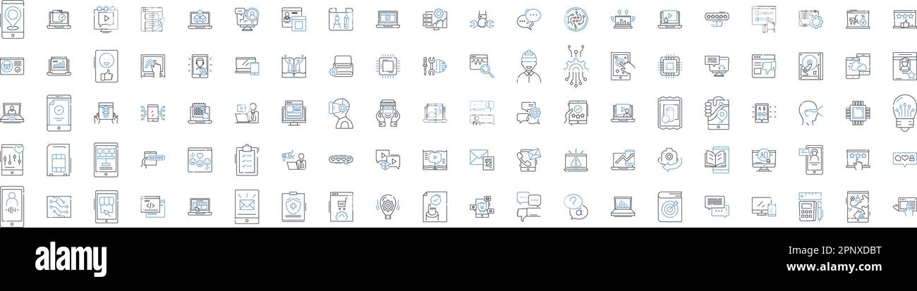 Artificial business line icons collection. Automation, Robotics, Neural ...