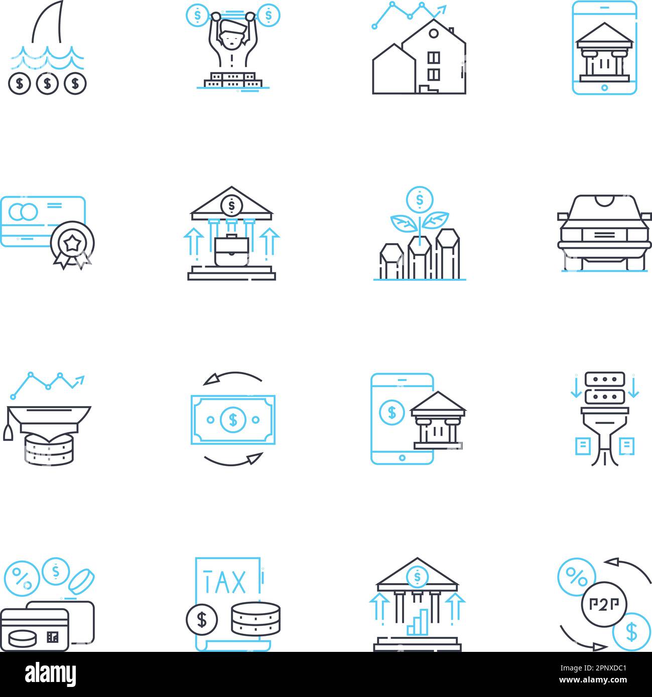 Resource Allocation Linear Icons Set Distribution Allocation