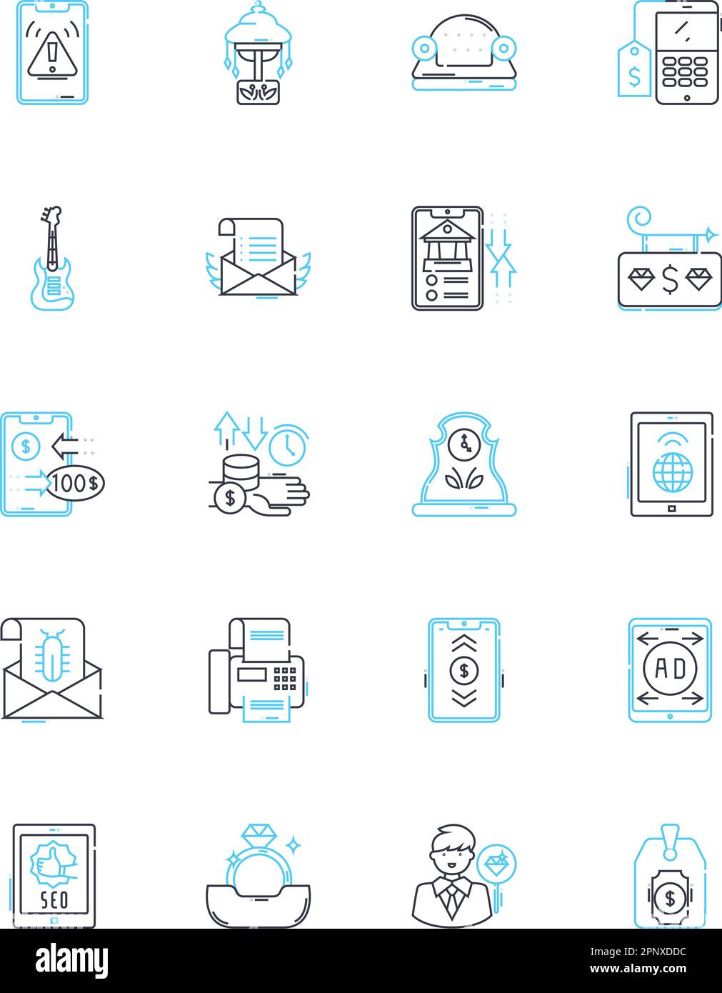 Revenue and earnings linear icons set. Growth, Income, Profit, Sales ...