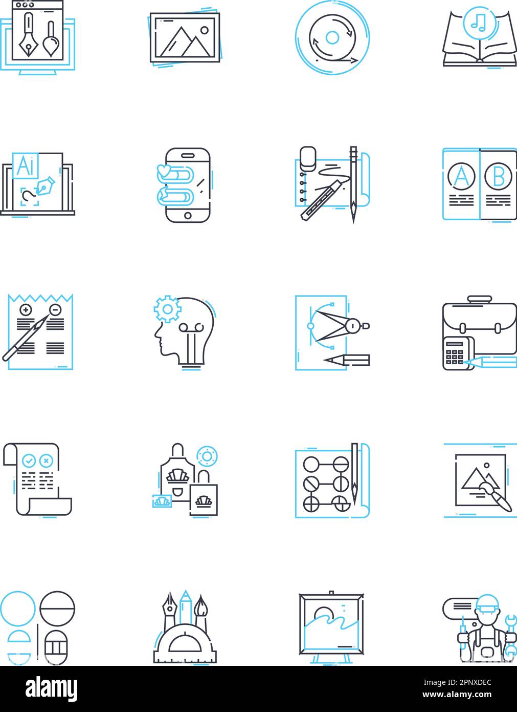 Mixed Media linear icons set. Collage, Texture, Layering, Texture ...