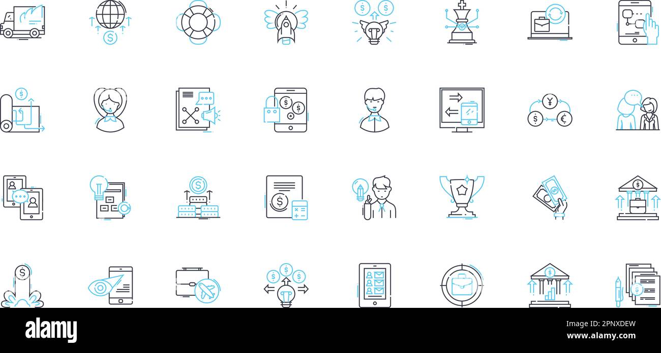 Commerce linear icons set. E-commerce, Retail, Business, Sales, Marketing, Advertising, Online ...