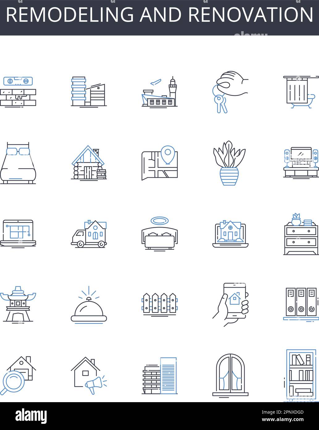 Remodeling and renovation line icons collection. Refurbishing ... Remodeling and renovation line icons collection. Refurbishing ...