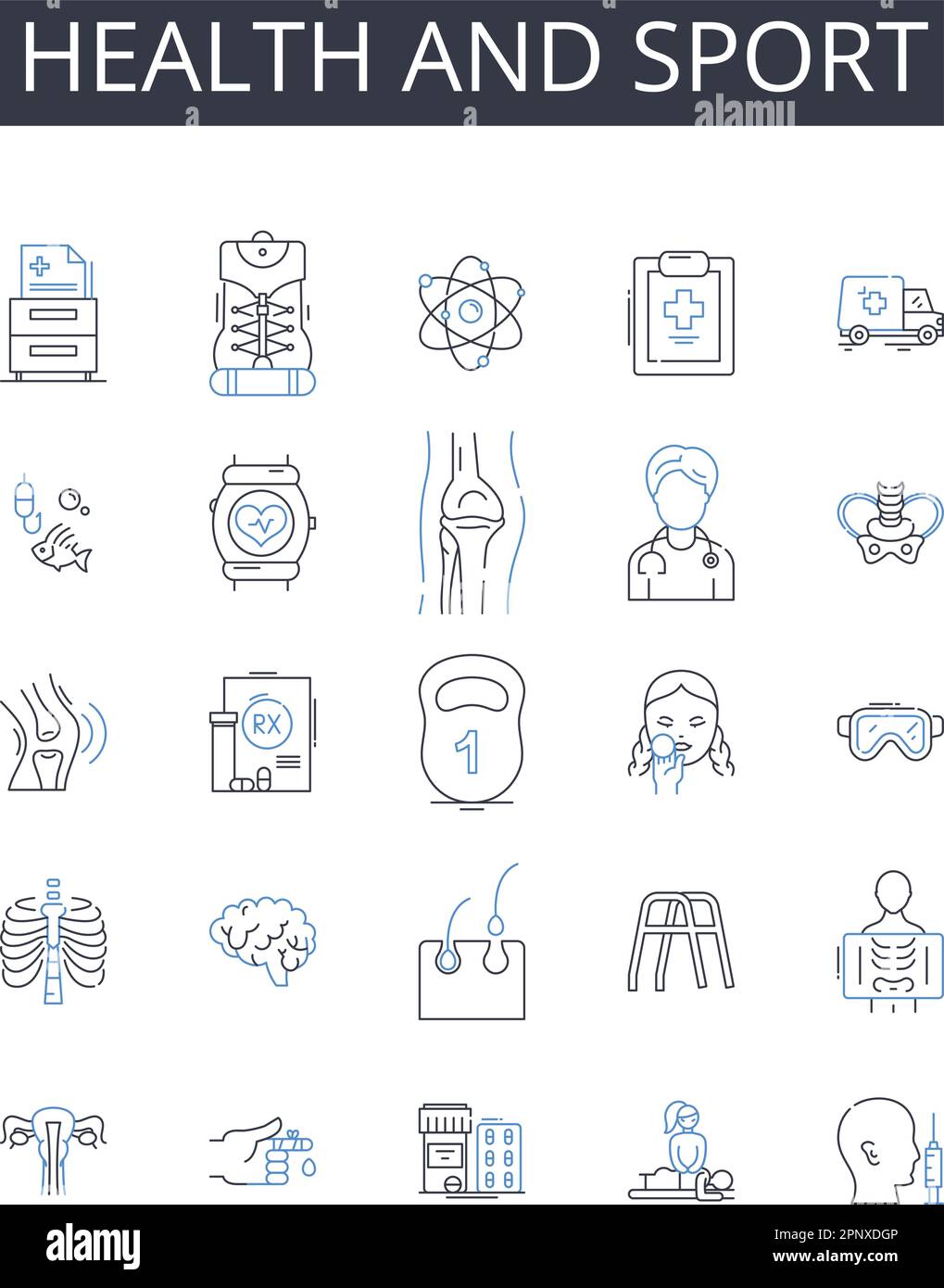 Health and sport line icons collection. Fitness, Exercise, Wellness, Physical activity, Workouts ...