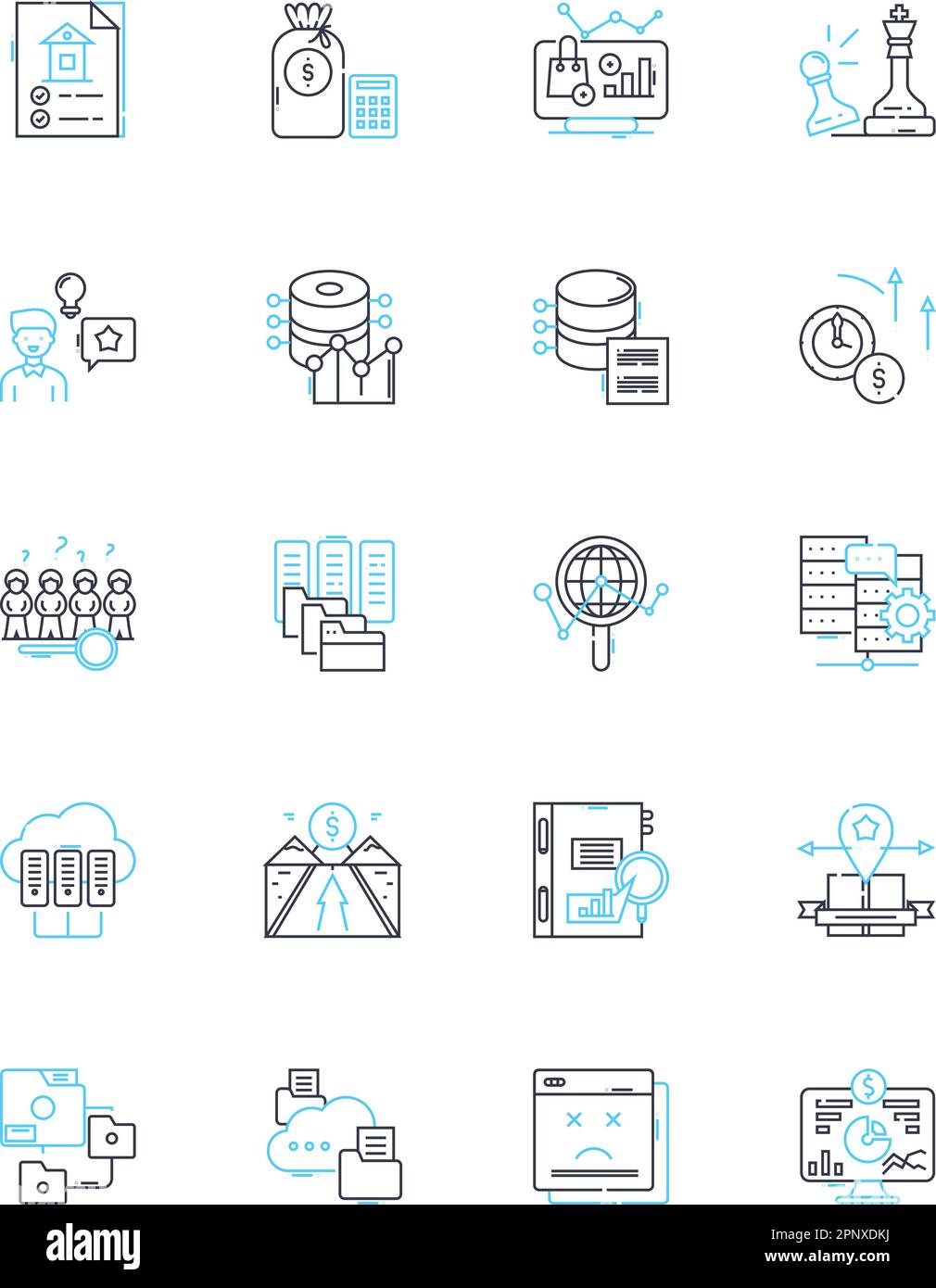 Cost savings linear icons set. Frugal, Economical, Efficient, Thrifty ...