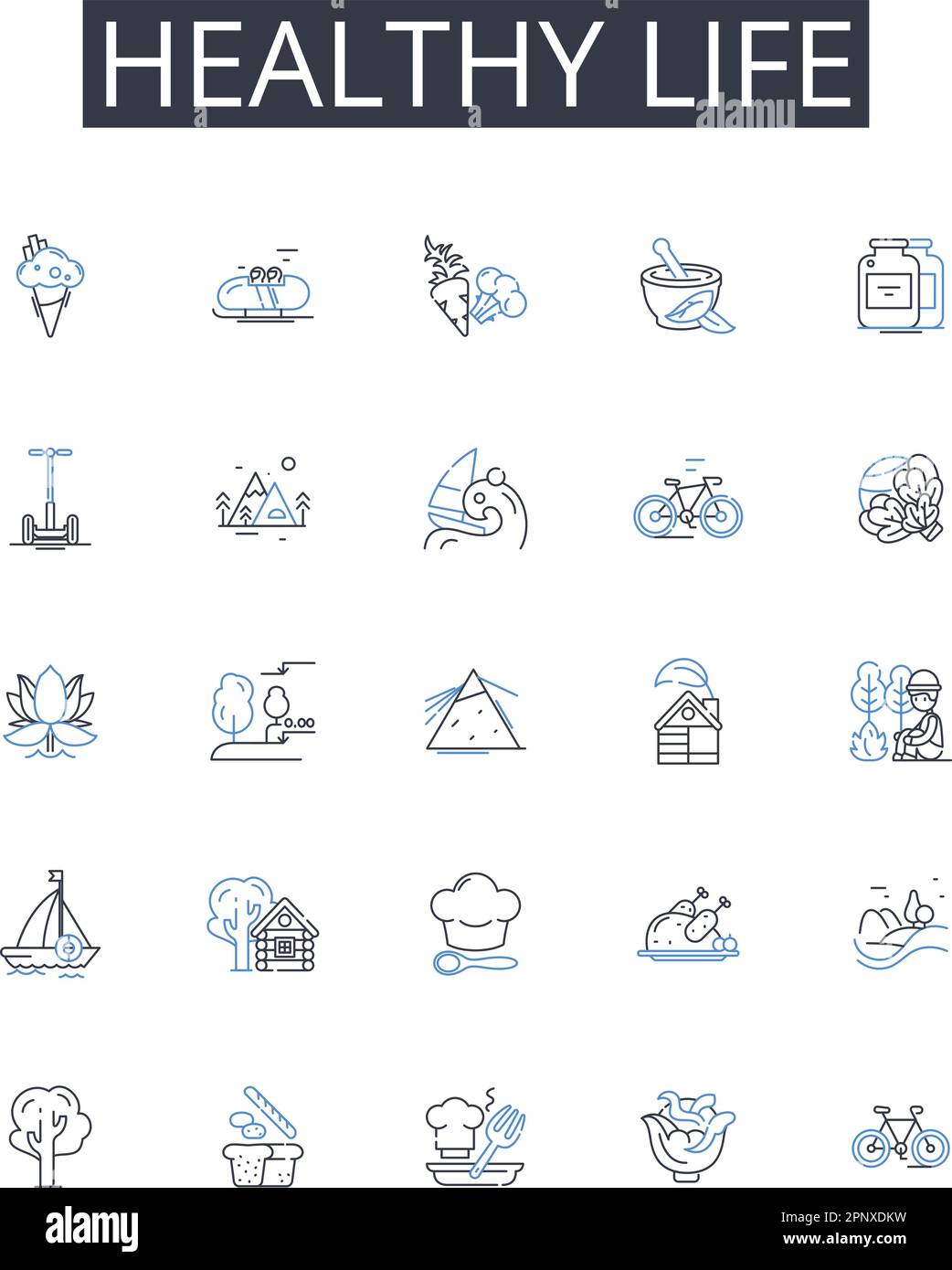 Healthy life line icons collection. Well-being, Optimal health ...