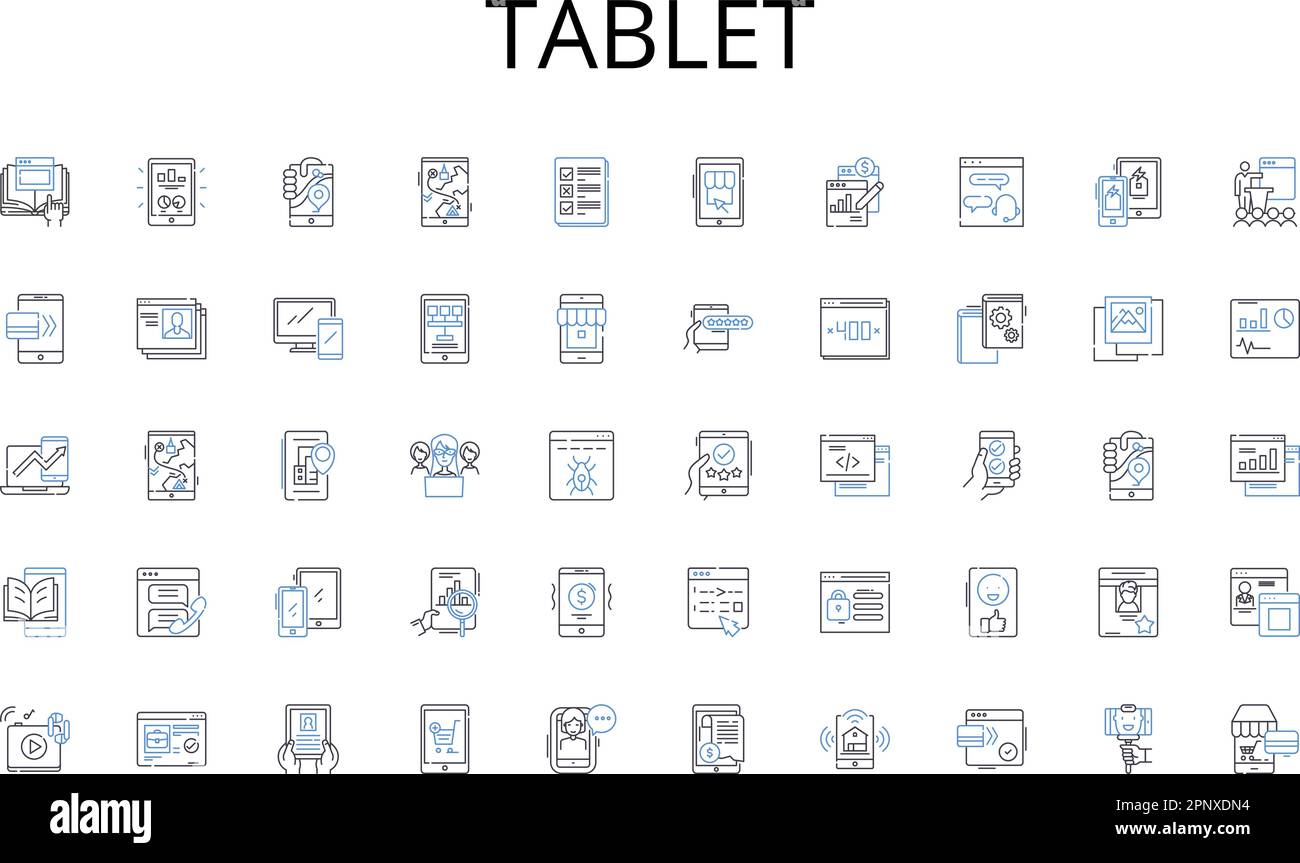 Tablet line icons collection. Coconut, Shade, Beach, Oasis, Tropics ...