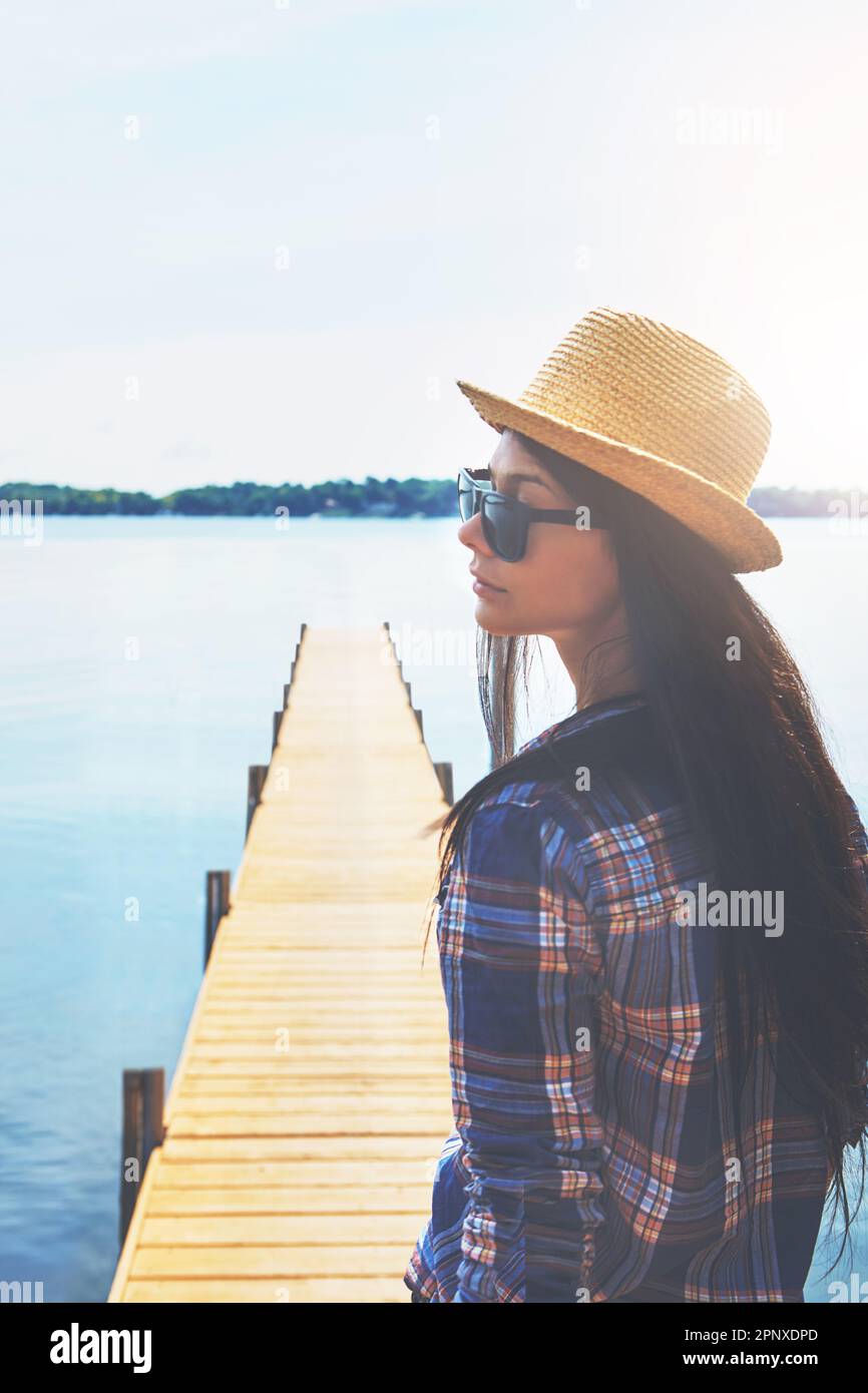 The perfect activity for a summers day. an attractive young woman ...