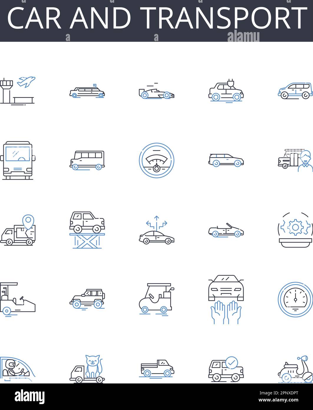 Car and transport line icons collection. Thrill, Anticipation, Euphoria ...