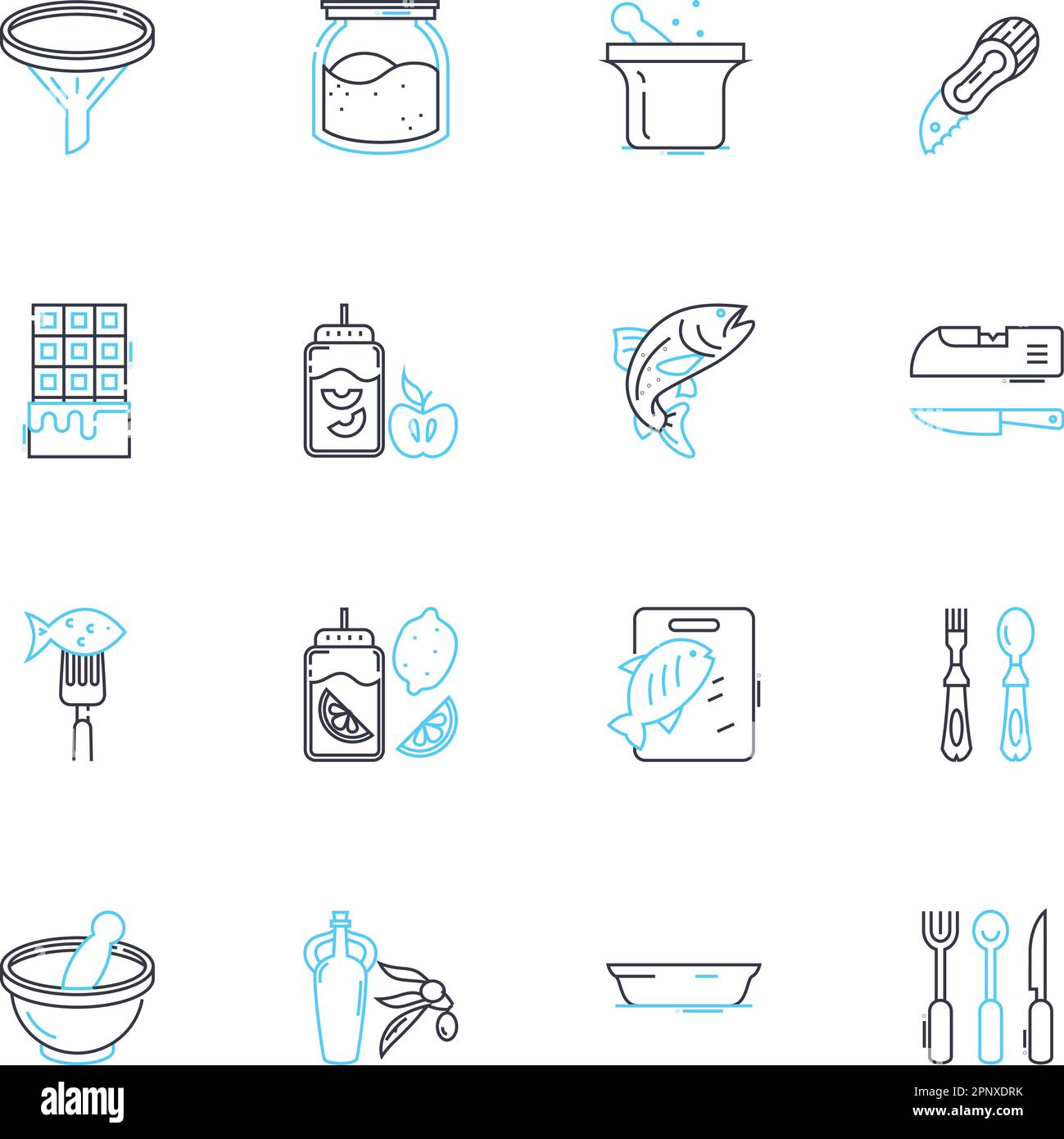 Domestic cooking linear icons set. Recipe, Stove, Oven, Cookware ...