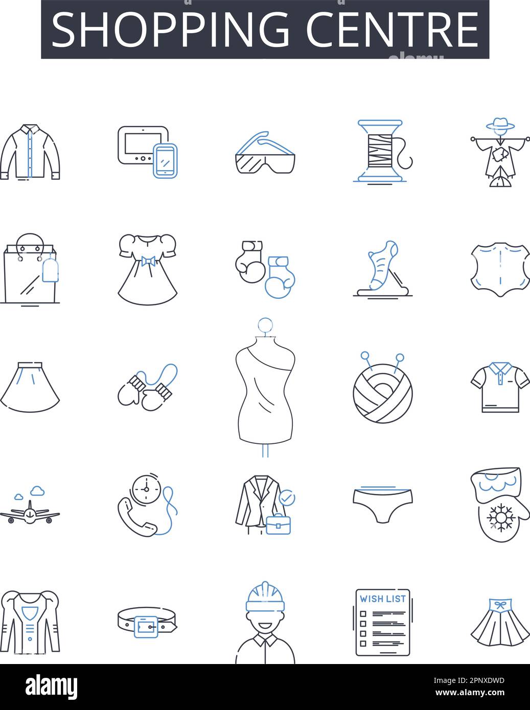 Shopping centre line icons collection. Recruitment, Retention ...