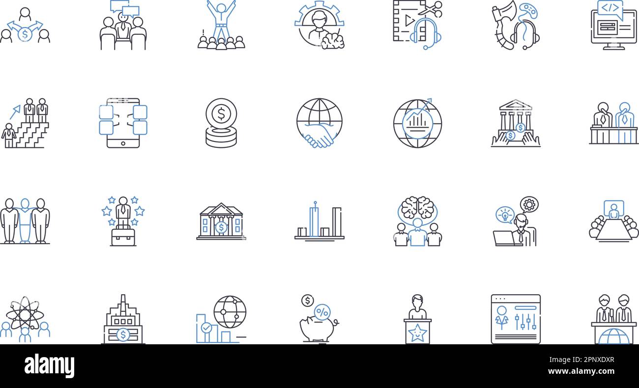 Machine Computing Line Icons Collection Automation Computational Intelligence Programming