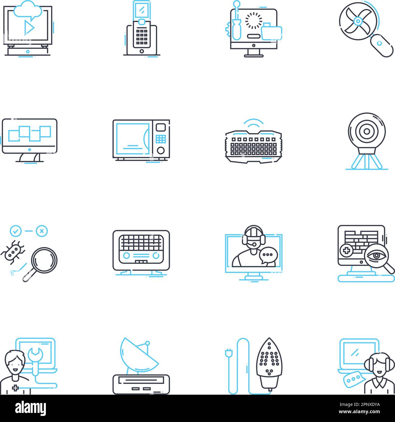 Innovative appliances linear icons set. Futuristic, Cutting-edge ...